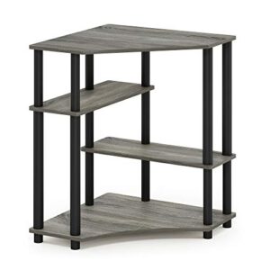 furinno turn-n-tube space saving corner desk, french oak grey/black