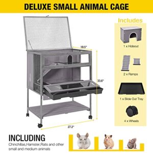 Guinea Pig Cage Metal Frame Hamster Cage Upgrade Anti-Chewing Rat House Indoor Outdoor Use Small Critter Habitat with Plastic Deep Not Leakage Pull Out Tray