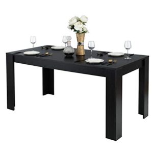 giantex dining table for 6-8, wood rectangular table, 63" l x 31.5" w x 30" h large farmhouse center table, home furniture kitchen table, modern dining room table, supporting for 330lbs, black