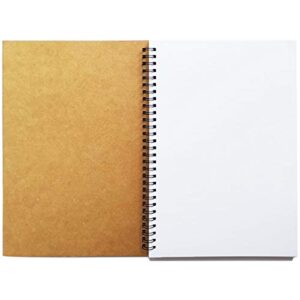 Spiral Notebook, 2 Pack Spiral Journal, Sketchpad of Thick Pure White Paper, 10" X7” (Khaki, Blank)