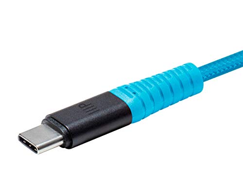 Monoprice Durable USB 2.0 Type-C Charge and Sync Kevlar Reinforced Nylon-Braid Cable - 3 Feet - Blue | 5A/100W, Aluminum Connectors - AtlasFlex Series