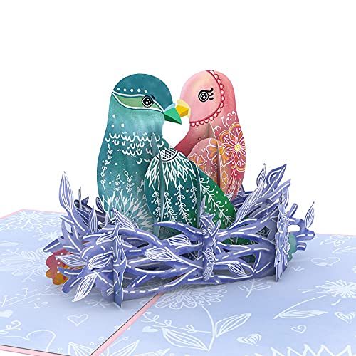 Lovepop Love Birds Pop Up Card, 5x7-3D Greeting Card, Pop Up Cards for Mom, Anniversary Card for Wife, Love Card, Thinking of You