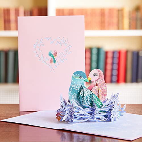 Lovepop Love Birds Pop Up Card, 5x7-3D Greeting Card, Pop Up Cards for Mom, Anniversary Card for Wife, Love Card, Thinking of You