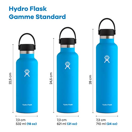 Hydro Flask 24 oz. Water Bottle - Stainless Steel, Reusable, Vacuum Insulated with Standard Mouth Flex Lid