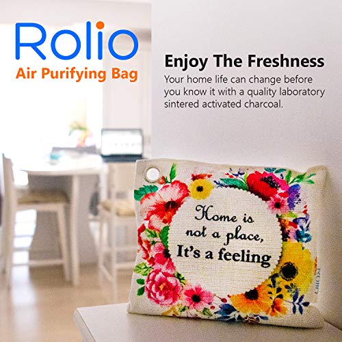 Rolio - Bamboo Charcoal Air Purifying Bag - Odor and Moisture Absorber for Home, Car, Closet, Bathroom, Litter Box, Shoes - Activated Charcoal Air Freshener