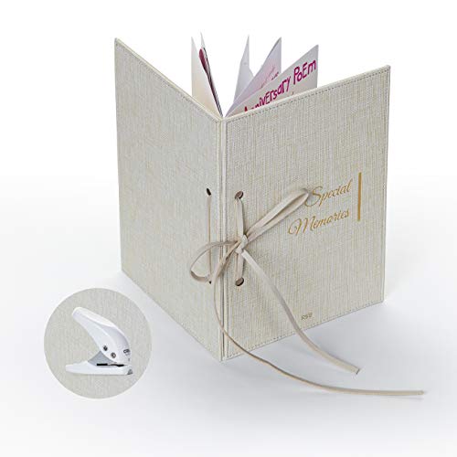 SIMPLY RSB Greeting Card Organizer Kit, Premium Vegan Leather, Transform Your Greeting Cards into a Forever Greeting Card Binder, Greeting Card Book, Greeting Card Holder and Greeting Card Keeper (Special Memories, With Hole Punch)