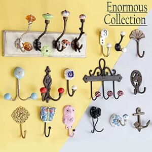 IndianShelf 2 Pack Hook | Entry Hook | Yellow Wall Hook Decorative | Iron Farmhouse Key Hooks | Floral Coat Hooks Heavy Duty [15.88 Cm]