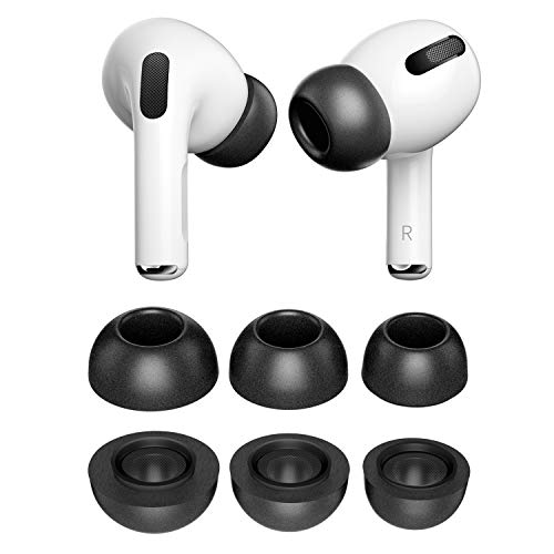 PZOZ 3 Pairs Replacement Ear Tips Compatible with Apple AirPods Pro & Pro 2nd (2022), Memory Foam Reducing Noise in-Ear Eartips Accessories (Fit in The Charging Case) (S/M/L, Black)