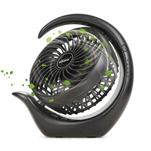 karecel battery operated fan, rechargeable fan 3 speeds small desk portable fan, long life battery & usb powered mini fan, personal quiet strong wind desktop fan for travel camping office home (black)