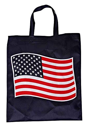 Bulk 24 Pack Patriotic Flag Reuseable Shopping Bag Tote Asst