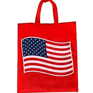 Bulk 24 Pack Patriotic Flag Reuseable Shopping Bag Tote Asst