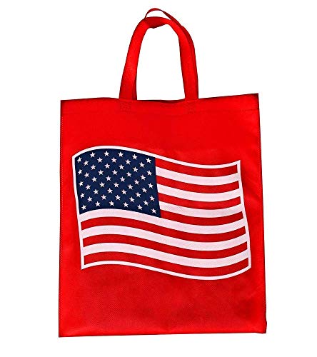 Bulk 24 Pack Patriotic Flag Reuseable Shopping Bag Tote Asst