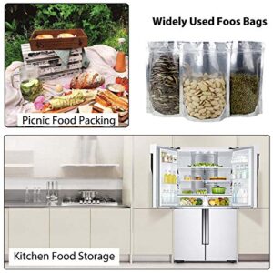 100 Pack - 4.7"x7.9" Stand Up Clear Silver Reclosable Mylar Zip Lock Bags, Aluminum Foil Packaging, Plastic Zipper Food Coffee Candy Storage, Foil Grip Seal Wrap Smell Proof Bags