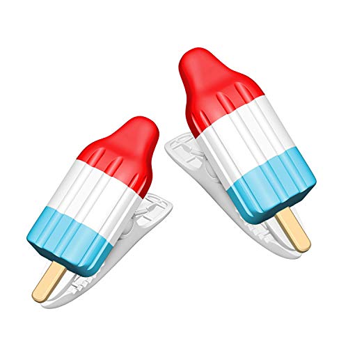 O2COOL Boca Clips Beach Towel Clips - Red White And Blue Popsicle