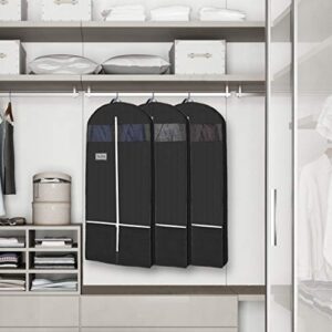 Cabilock Garment Bags Hanging Breathable Gusseted Garment Covers Travel Storage Suit Bag Cover with Clear Window and ID Card Holder for Suit Gowns Dresses Coats (Set of 2)