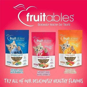 Fruitables Cat Crunchy Treats For Cats – Healthy Low Calorie Packed with Protein – Free of Wheat, Corn and Soy – Made with Real Salmon with Cranberry – 2.5 Ounces