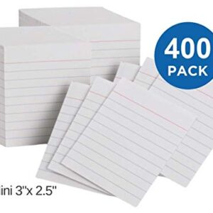 1InTheOffice Ruled Mini Index Cards 3 x 2.5, White Small Index Cards 2x3 , 400/Pack