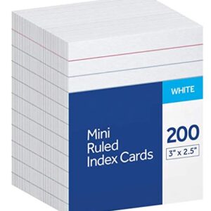 1InTheOffice Ruled Mini Index Cards 3 x 2.5, White Small Index Cards 2x3 , 400/Pack