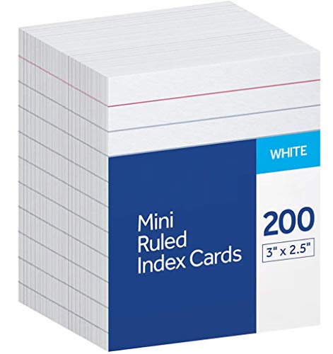 1InTheOffice Ruled Mini Index Cards 3 x 2.5, White Small Index Cards 2x3 , 400/Pack