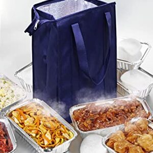 Gift Expressions Insulated Grocery Tote Bag | 3 Pack | Royal Blue | Heavy Duty Large Gift Bags, Super Strong, Reusable Eco Friendly Shopping Bags, Stand Up Bottom, Non Woven Tote Bags, Zipper Closure