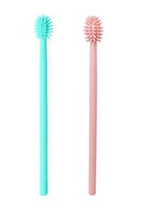 soft cat toothbrush with 360-degree head | safe, effective and deep pet teeth cleaning | brush away bad breath | food grade silicone (2 pack, mint green, rose pink)