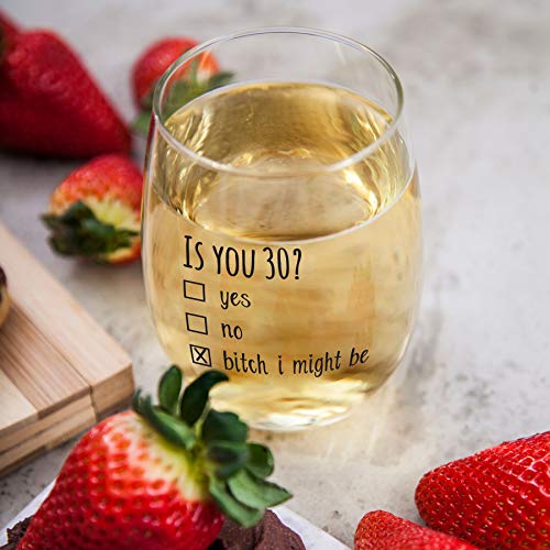 1990 30th Birthday Gift for Women and Men Wine Glass - Funny Is You 30 Gift Idea for Mom Dad Husband Wife – 30 Year Old Party Supplies Decorations for Him, Her - 15oz