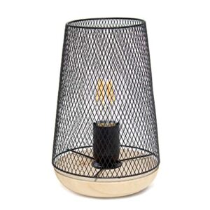 simple designs lt1074-blk wired mesh uplight table lamp, black,5.5 x 5.5 x 9