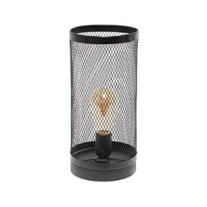 simple designs lt1075-blk cylindrical steel table lamp, black, 5.88 x 5.88 x 12.75