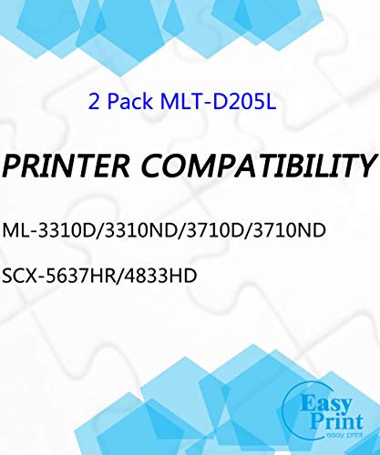 (2-Pack) Compatible MLT-D205L D205L Toner Cartridge 205L Used for Samsung ML-3712ND SCX-4833 SCX-4835FD SCX-5637 SCX-5639FR SCX-5739FW ML-3310 ML-3312ND ML-3710 ML-3712DW Printer, by EasyPrint