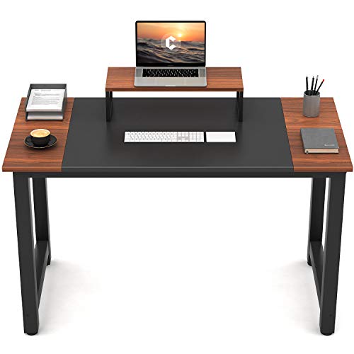 CubiCubi Computer Office Small Desk 47", Study Writing Table, Modern Simple Style PC Desk with Splice Board, Black and Espresso