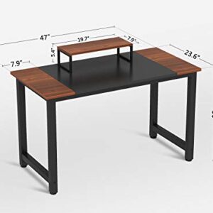 CubiCubi Computer Office Small Desk 47", Study Writing Table, Modern Simple Style PC Desk with Splice Board, Black and Espresso