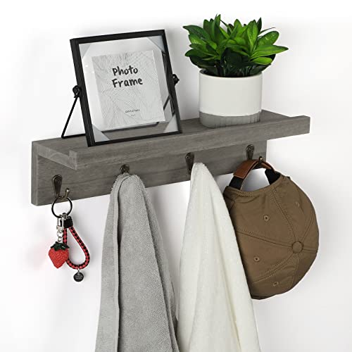 Vrisa Coat Rack with Hooks Coat Rack with Shelves Coat Rack Wall Mounted Floating Shelves for Entryway Bathroom Bedroom Living Room Hanging Shelf for Towel Key Hat Set of 2