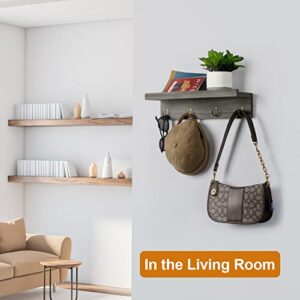 Vrisa Coat Rack with Hooks Coat Rack with Shelves Coat Rack Wall Mounted Floating Shelves for Entryway Bathroom Bedroom Living Room Hanging Shelf for Towel Key Hat Set of 2