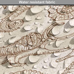 Lunarable Beige Fabric by The Yard, Retro Nautical Underwater Themed Print with Seashell Shellfish Seahorse Elements, Decorative Fabric for Upholstery and Home Accents, 3 Yards, Beige Brown