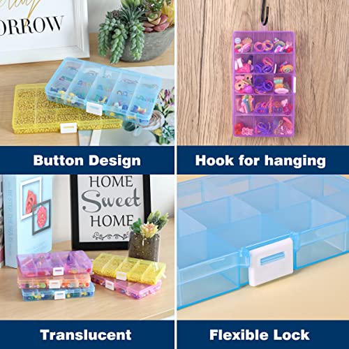 SGHUO 5pcs 15 Grids Bead Case Storage Organizer Small Plastic Jewelry Organizer Box