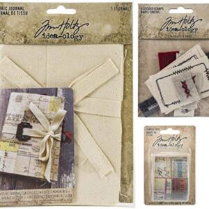 Idea-ology Tim Holtz 2020 Fabric Journal, Fabric Tape and Stitched Scraps - 3 Item Bundle