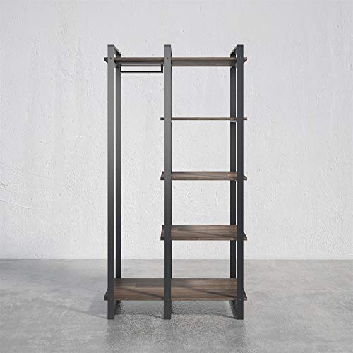 ZINUS Brock Etagere Bookcase with Hanging Storage / 4-Shelf Bookcase / Metal Frame / Solid Acacia Wood / Easy Assembly