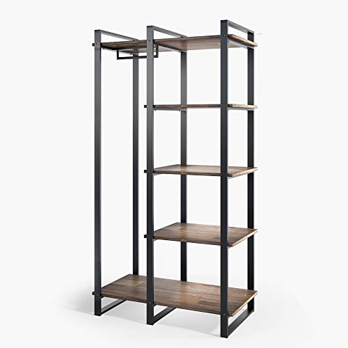 ZINUS Brock Etagere Bookcase with Hanging Storage / 4-Shelf Bookcase / Metal Frame / Solid Acacia Wood / Easy Assembly