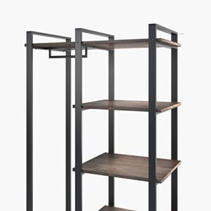 ZINUS Brock Etagere Bookcase with Hanging Storage / 4-Shelf Bookcase / Metal Frame / Solid Acacia Wood / Easy Assembly