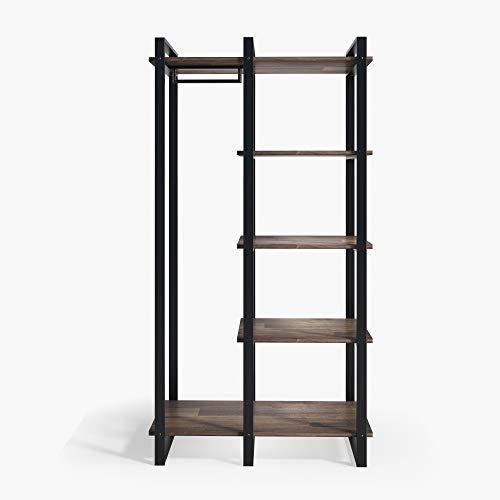 ZINUS Brock Etagere Bookcase with Hanging Storage / 4-Shelf Bookcase / Metal Frame / Solid Acacia Wood / Easy Assembly