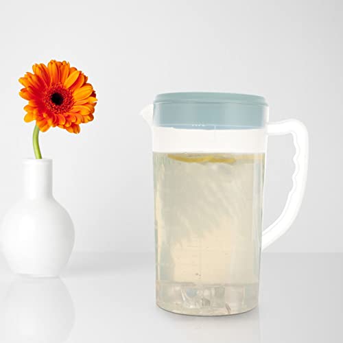 Hemoton 1 Gallon Pitcher Plastic Pitcher with Lid 2600ML Large Capacity Pitcher Clear Mix Drinks Water Jug Juice Pot Ice Tea Kettle Blue Plastic Water Pitcher