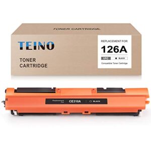 teino remanufactured toner cartridge replacement for hp 126a ce310a use with hp laserjet pro 100 color mfp m175nw cp1025nw laserjet pro 200 m275nw topshot laserjet pro m275 mfp (black, 1-pack)