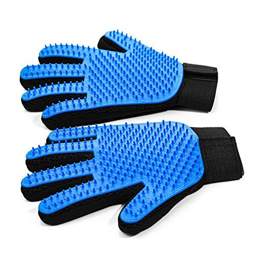 ADORAMBLING Pet Grooming Gloves for Dog Cat Gentle Deshedding Brush Glove Efficient Pet Hair Remover Glove for Dogs Cats with Long or Short Fur Massage Mitt with 259 Silicone Tips 1Pair