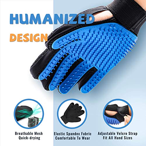 ADORAMBLING Pet Grooming Gloves for Dog Cat Gentle Deshedding Brush Glove Efficient Pet Hair Remover Glove for Dogs Cats with Long or Short Fur Massage Mitt with 259 Silicone Tips 1Pair