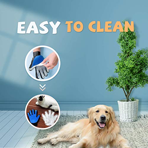 ADORAMBLING Pet Grooming Gloves for Dog Cat Gentle Deshedding Brush Glove Efficient Pet Hair Remover Glove for Dogs Cats with Long or Short Fur Massage Mitt with 259 Silicone Tips 1Pair