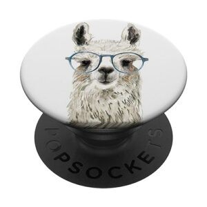 llama wearing glass print art popsockets standard popgrip