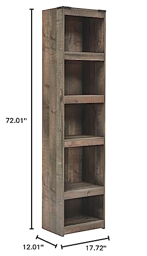 Signature Design by Ashley Trinell Rustic Entertainment Center Pier Bookcase with 3 Adjustable Shelves, Natural Brown