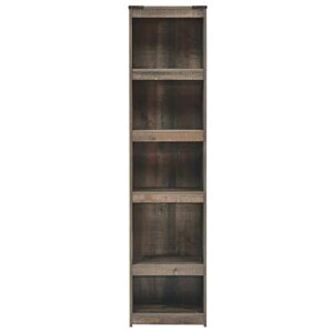 Signature Design by Ashley Trinell Rustic Entertainment Center Pier Bookcase with 3 Adjustable Shelves, Natural Brown