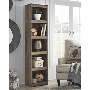 Signature Design by Ashley Trinell Rustic Entertainment Center Pier Bookcase with 3 Adjustable Shelves, Natural Brown