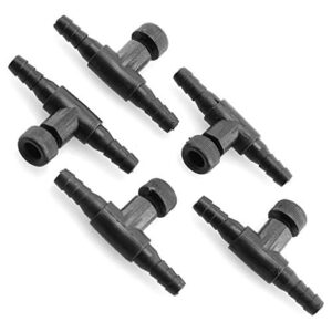 DGZZI T Shaped Control Valve 10PCS Black Plastic Aquarium 2 Way Air Line Regulator Connector for Fish Tank Pump 4mm